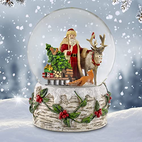 120MM Musical Santa w/Reindeer Snow Globe by San Francisco Music Box Company