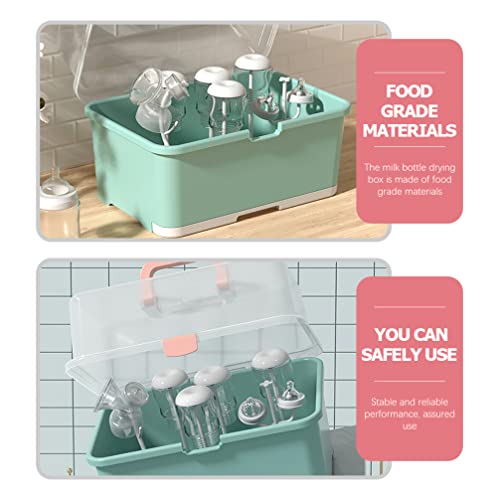 Zerodeko Dish Drying Rack Baby Bottle Drying Rack with Lid Cover Baby Bottle Storage Box Sippy Cup Drying Holder Bottle Nipples Accessories Space Saver Kitchen Cabinet Organizer Bottle Sterilizer