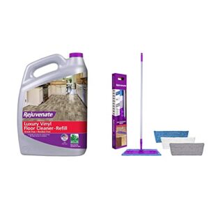 rejuvenate high performance luxury vinyl tile plank floor cleaner ph neutral formula doesn't leave streaks or dulling residue 128oz & microfiber mop with 3 reusable microfiber pads