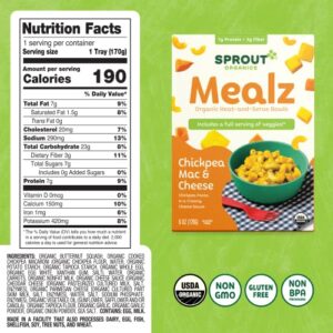 Sprout Foods Organics, Big Kid Mealz, Chickpea Mac & Cheese, Organic Microwavable 6 oz Bowl (8-count)