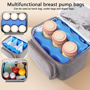 Breast Pump Bag, TSRETE Breastmilk Cooler Bag with Ice Packs, Double Layer Detachable Baby Bottle Bag for Working & Traveling Breastfeeding Moms