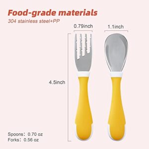 6 Piece Toddler Utensils Stainless Steel Baby Forks And Spoons Silverware Set For Kids, Bpa Free Dishwasher Safe, 12+ Months, Red/Orange/Yellow