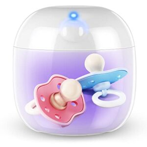 portable pacifier sterilizer, mini uv light sterilizer, 99.99% sterilization in 3 mins, usb rechargeable, mini uv-c sanitizer box for baby pacifier, bottle nipples, teethers, headphones, keys (white)