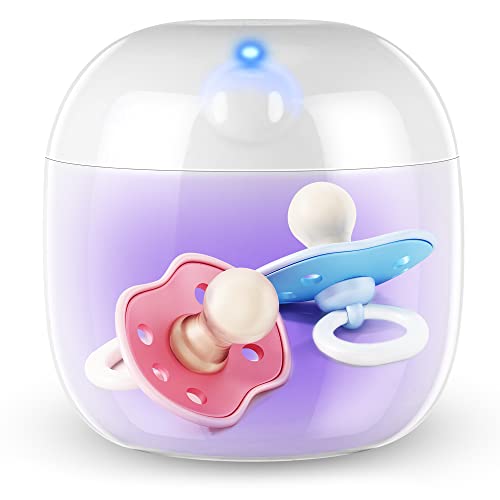 Portable Pacifier Sterilizer, Mini UV Light Sterilizer, 99.99% Sterilization in 3 Mins, USB Rechargeable, Mini UV-C Sanitizer Box for Baby Pacifier, Bottle Nipples, Teethers, Headphones, Keys (White)