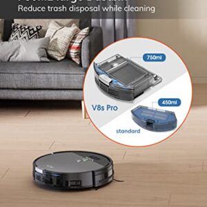 ILIFE Robot Vacuum and Mop Combo - 2000Pa Strong Suction Robotic Vacuum Cleaner with LCD Display - 750ML Dustbin Smart App Automatic Vacuum Cleaner Robot for Carpet Hardwood Floors Pet Hair (V8s Pro)