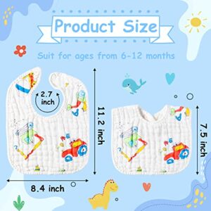 2ooya 8Pcs Snap Muslin Cotton Baby Bibs Infants Feeding Bib Adjustable Machine Washable Burp Cloths Unisex Drool Bibs Keepsake Gift for Drooling Feeding Eating Teething