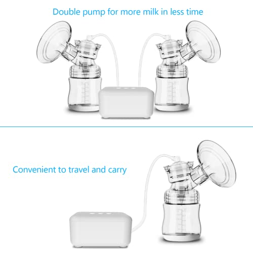 Double Electric Breast Pump, Pain Free Breastfeeding Pump with 3 Modes and 4 Levels, Portable Rechargeable Breast Pumps for Travel, Home, Driving & Office