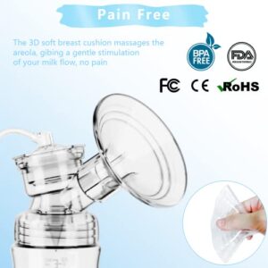 Double Electric Breast Pump, Pain Free Breastfeeding Pump with 3 Modes and 4 Levels, Portable Rechargeable Breast Pumps for Travel, Home, Driving & Office