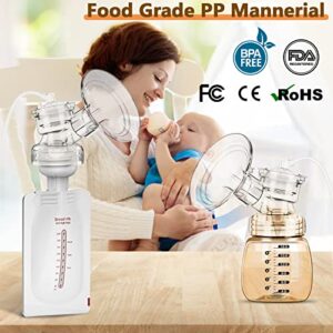 Double Electric Breast Pump with Baby Bottles PPSU, Portable Breast Pumps with 3 Modes and 9 Levels, Strong Suction, Pain Free, 2 Size Flanges, Rechargeable Milk Extractor for Home and Travel