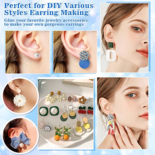 Jewelry Glue with Earring Posts,1002Pcs Stainless Steel Earring Posts with Butterfly and Rubber Earring Backs, Hypoallergenic Stud Earring Posts with Glue for Jewelry Making DIY Earring Kit