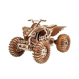 wood trick quad bike 3d wooden puzzles for adults and kids to build - rides up to 30 ft - wooden model car kits to build for adults - model kits for adults - challenging project hobby kits