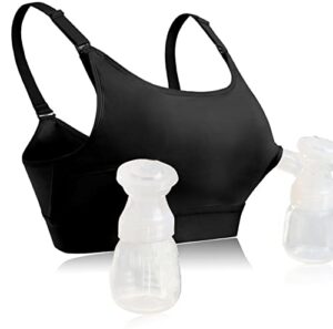 hands free pumping bra hands-free breast pump bra nursing bras for pumping adjustable breast-pumps holding and nursing bra,black,medium