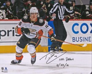 trevor zegras signed autographed 16x20 photo anaheim ducks nhl debut fanatics - autographed nhl photos