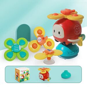 cuterabit 3pcs baby spinners with suction cups, high chair baby toys, spinners for babies, bath toys for toddlers 18 months, 2, 3 years old boys and girls