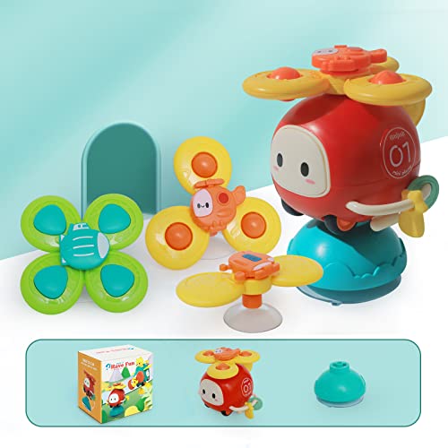 Cuterabit 3PCS Baby Spinners with Suction Cups, High Chair Baby Toys, Spinners for Babies, Bath Toys for Toddlers 18 Months, 2, 3 Years Old Boys and Girls