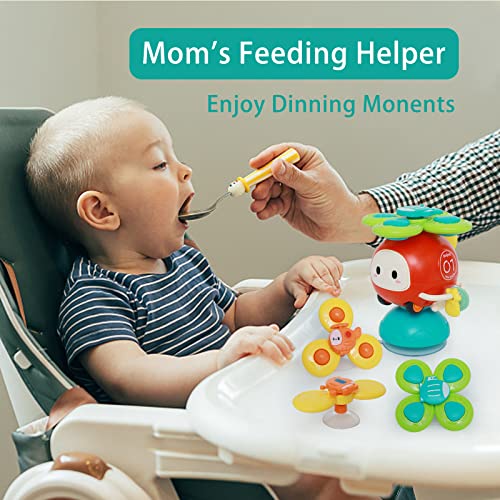 Cuterabit 3PCS Baby Spinners with Suction Cups, High Chair Baby Toys, Spinners for Babies, Bath Toys for Toddlers 18 Months, 2, 3 Years Old Boys and Girls