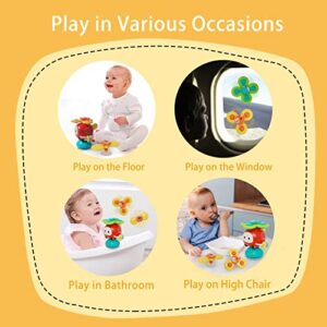 Cuterabit 3PCS Baby Spinners with Suction Cups, High Chair Baby Toys, Spinners for Babies, Bath Toys for Toddlers 18 Months, 2, 3 Years Old Boys and Girls