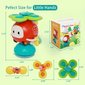 Cuterabit 3PCS Baby Spinners with Suction Cups, High Chair Baby Toys, Spinners for Babies, Bath Toys for Toddlers 18 Months, 2, 3 Years Old Boys and Girls