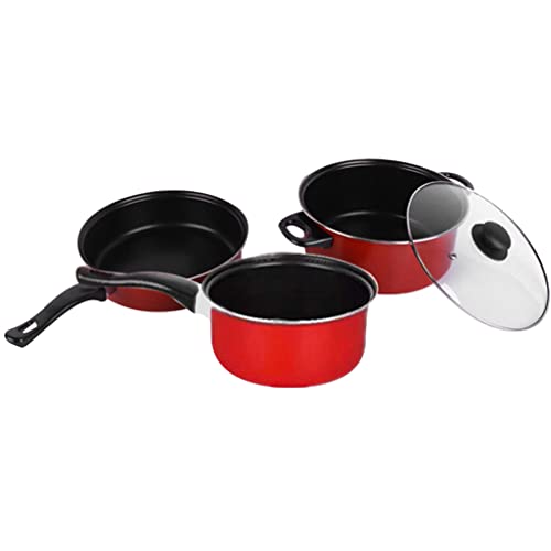 DOITOOL 3pcs Kitchen Nonstick Cookware Sets Pots and Pans Cooking Set with Saucepans Frying Pans Oven Pot with Lids for Soup Pasta Stockpot