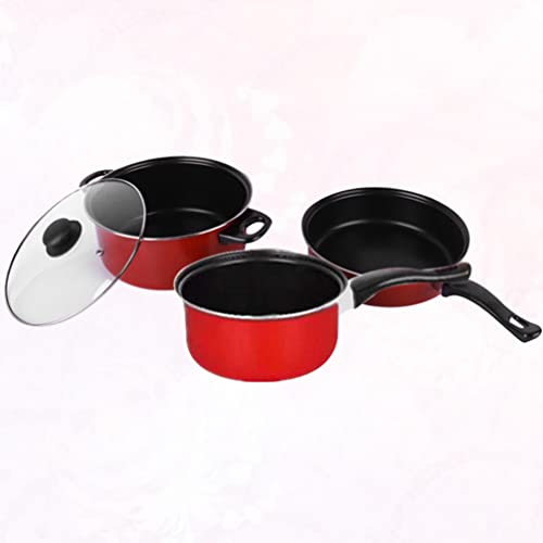 DOITOOL 3pcs Kitchen Nonstick Cookware Sets Pots and Pans Cooking Set with Saucepans Frying Pans Oven Pot with Lids for Soup Pasta Stockpot