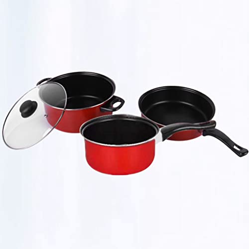 DOITOOL 3pcs Kitchen Nonstick Cookware Sets Pots and Pans Cooking Set with Saucepans Frying Pans Oven Pot with Lids for Soup Pasta Stockpot