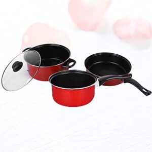 DOITOOL 3pcs Kitchen Nonstick Cookware Sets Pots and Pans Cooking Set with Saucepans Frying Pans Oven Pot with Lids for Soup Pasta Stockpot