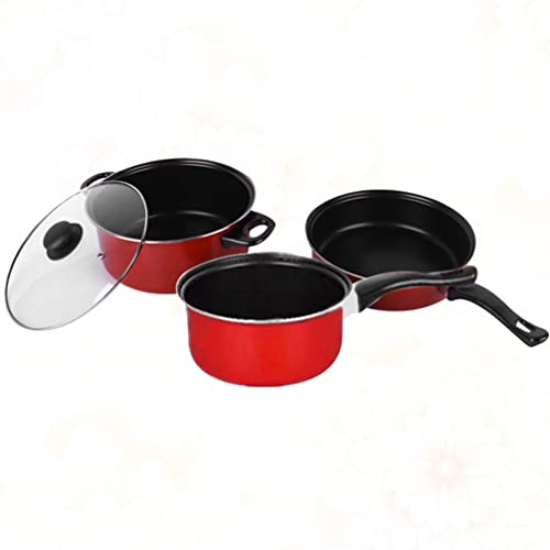 DOITOOL 3pcs Kitchen Nonstick Cookware Sets Pots and Pans Cooking Set with Saucepans Frying Pans Oven Pot with Lids for Soup Pasta Stockpot