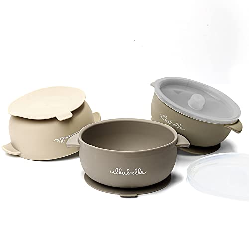 Ullabelle Silicone Baby Bowls with Lids | Toddler Food Storage Bowls Set (Desert Rose)