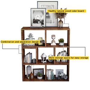 MIN WIN 7 Cube Storage Organizer,3 Tier Wood Bookshelf Free Combination Cubby Bookcase Open Standing Book Shelving Cabinet Display Cube Shelves Compartments for Study Living Room Office,Antique