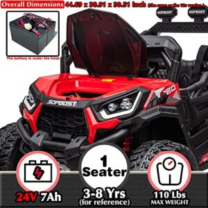 sopbost 2023 Kids Ride On Car 24V Battery Powered 4 Wheeler 2x2/4x4 Motorized Ride On UTV with Parent Remote Ride On Toys, 4 Spring Absorbers, Red