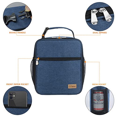 CCidea Lunch Box for Men Women Adults, Portable Insulated Lunch Bag for Office Work Picnic, Reusable Small Bento Lunch Box (Dark Blue)