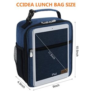 CCidea Lunch Box for Men Women Adults, Portable Insulated Lunch Bag for Office Work Picnic, Reusable Small Bento Lunch Box (Dark Blue)