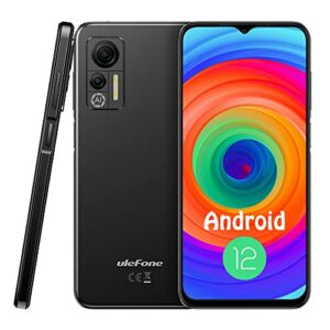 ulefone note 14 unlocked smartphone 2023, 3gb+16gb+128gb expandable android 12 cell phone, triple card slots 6.52" screen, dual sim 4g, 8mp camera, 4500mah gsm smartphone, face unlock,gps, black