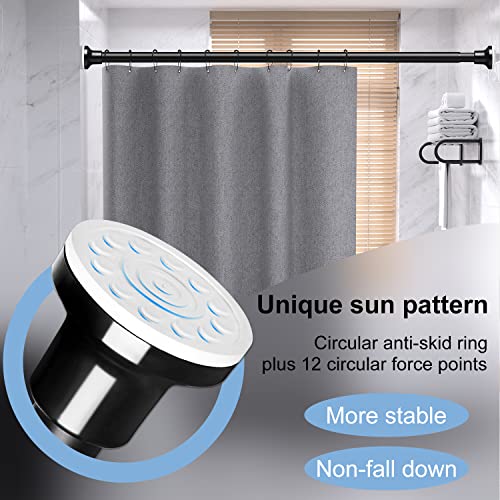 Matte Black Shower Curtain Rod No Drill, 28-48 Inch Spring Tension Adjustable Never Rust, Stainless Steel Heavy Duty for Shower Stall/Closet/Windows/Bathroom No Drilling, with Holder