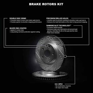 R1 Concepts Rear Brake Rotor Kit |Brake Rotors| Brake Disc |Drilled and Slotted| WGPN1-74039