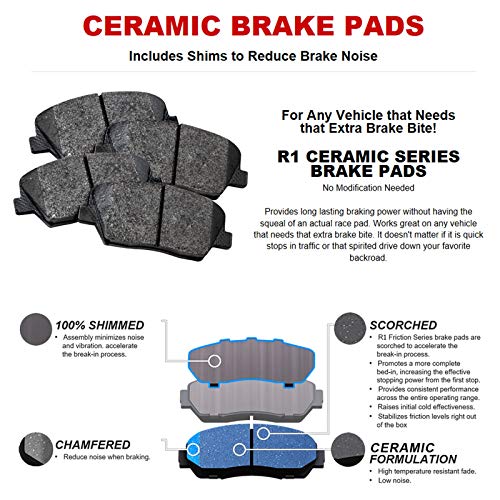 R1 Concepts Front Brakes and Rotors Kit |Front Brake Pads| Brake Rotors and Pads| Ceramic Brake Pads and Rotors|fits 2006-2007 BMW 323i, 325i, 325xi, 328i, 328xi