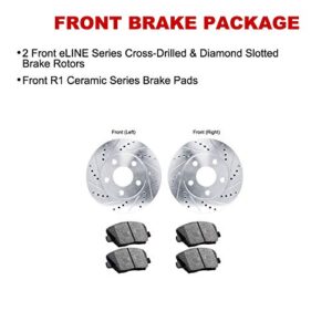 R1 Concepts Front Brakes and Rotors Kit |Front Brake Pads| Brake Rotors and Pads| Ceramic Brake Pads and Rotors|fits 1982-1989 BMW 535i, 535is, 633CSi, 635CSi, L6