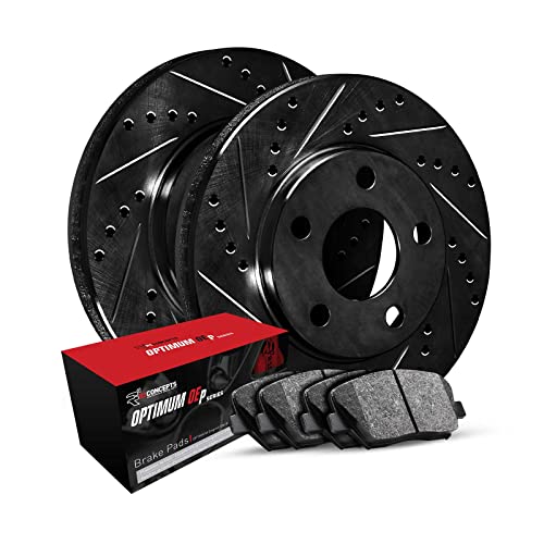 R1 Concepts Front Brakes and Rotors Kit |Front Brake Pads| Brake Rotors and Pads| Optimum OEp Brake Pads and Rotors ||fits 1990-1999 Jeep Cherokee, Comanche, Grand Wagoneer, TJ, Wagoneer, Wrangler