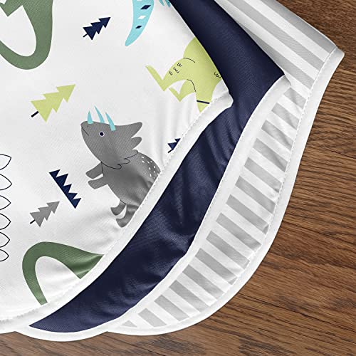 Sweet Jojo Designs Blue and Green Dinosaur Baby Boy Absorbent Burp Cloths for Infant Newborn - Grey Modern Boho Mod Dinosaurs - 3 Pack Set of Dribble Drool Cloths