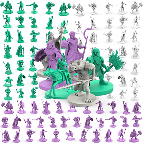 Mythical Heroes Warriors! Mini Figure Set for RPGs - 102 Pcs in 17 Designs - Suitable Size for DND (Warriors! 102 pcs in 17 Designs)