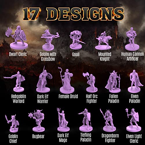 Mythical Heroes Warriors! Mini Figure Set for RPGs - 102 Pcs in 17 Designs - Suitable Size for DND (Warriors! 102 pcs in 17 Designs)