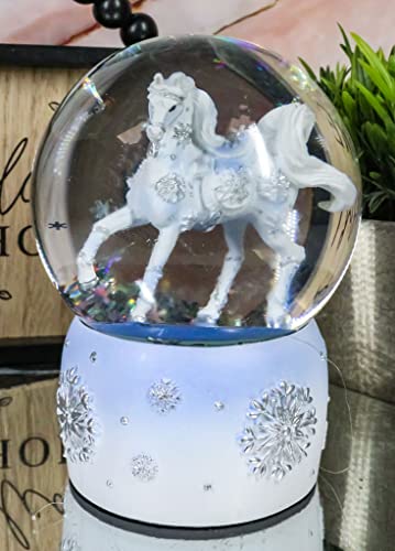 Ebros Gift Trail of Painted Ponies Western Christmas Frozen Winter Snow Crystal Horse Glitter Water Globe 5.25" Tall Farmhouse Ranch Cabin Country Snow Globes Collectible Figurine