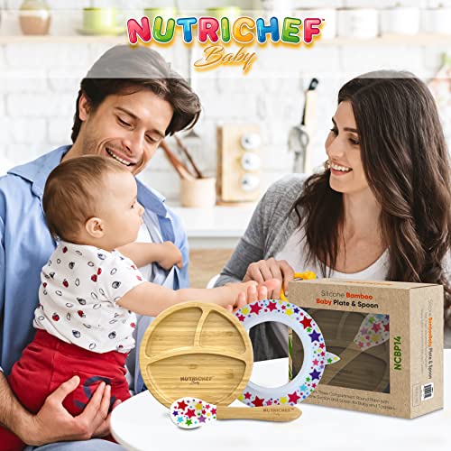 NutriChef Round Bamboo Baby Plate, Star Plate