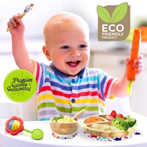 NutriChef Round Bamboo Baby Plate, Star Plate