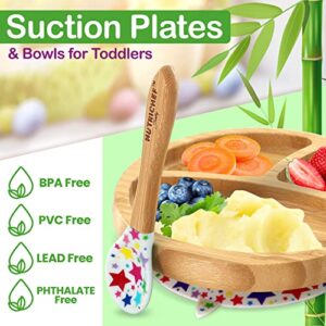 NutriChef Round Bamboo Baby Plate, Star Plate