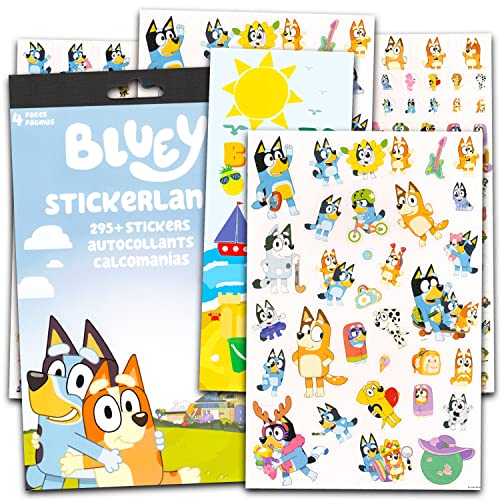 Bluey Potty Training Stickers Bundle - Over 295 Bluey Reward Stickers for Toddlers Plus Beach Kids Door Hanger | Bluey Stickers Party Favors