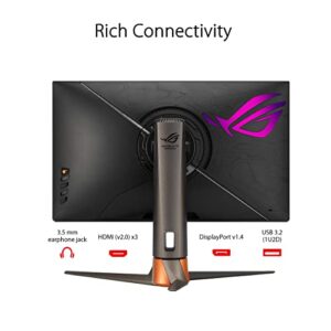 ASUS ROG Swift 360Hz 27” 1440P HDR Gaming Monitor (PG27AQN) - QHD (2560 x 1440), Fast IPS, 1ms, G-SYNC, Eye Care, HDMI, DisplayPort, USB, Ergonomic Design, VESA Wall Mountable, HDR10, DisplayHDR600