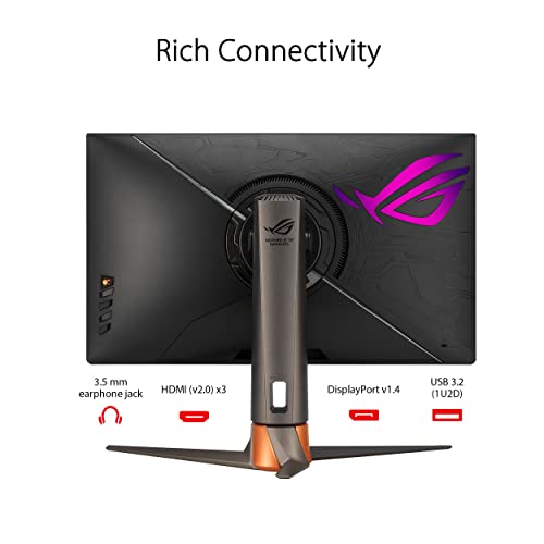 ASUS ROG Swift 360Hz 27” 1440P HDR Gaming Monitor (PG27AQN) - QHD (2560 x 1440), Fast IPS, 1ms, G-SYNC, Eye Care, HDMI, DisplayPort, USB, Ergonomic Design, VESA Wall Mountable, HDR10, DisplayHDR600