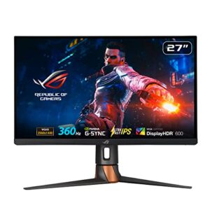 ASUS ROG Swift 360Hz 27” 1440P HDR Gaming Monitor (PG27AQN) - QHD (2560 x 1440), Fast IPS, 1ms, G-SYNC, Eye Care, HDMI, DisplayPort, USB, Ergonomic Design, VESA Wall Mountable, HDR10, DisplayHDR600