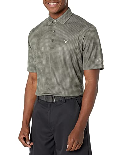 Callaway Men's Pro Spin Chevron Jacquard Short Sleeve Golf Shirt (Size X-Small-4X Big & Tall), Black Lichen, Small